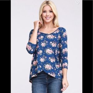 Shop Chic Missy | Tops | Nwt Navy Floral Wrap Top S L Xl | Poshmark